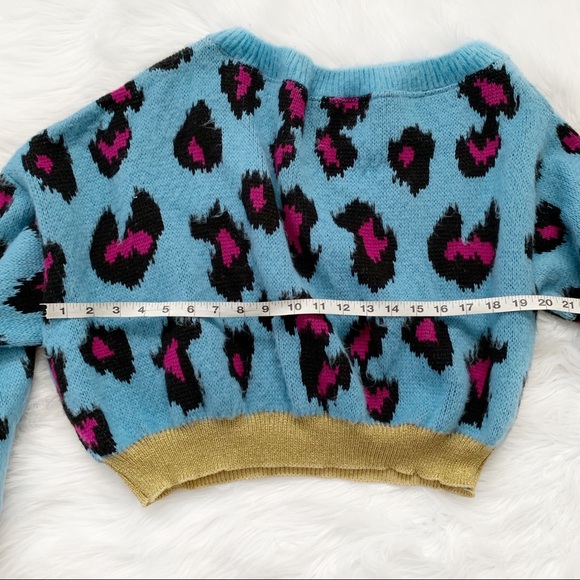 Topshop | Sweaters | Topshop Off The Shoulder Blue Leopard Sweater ...
